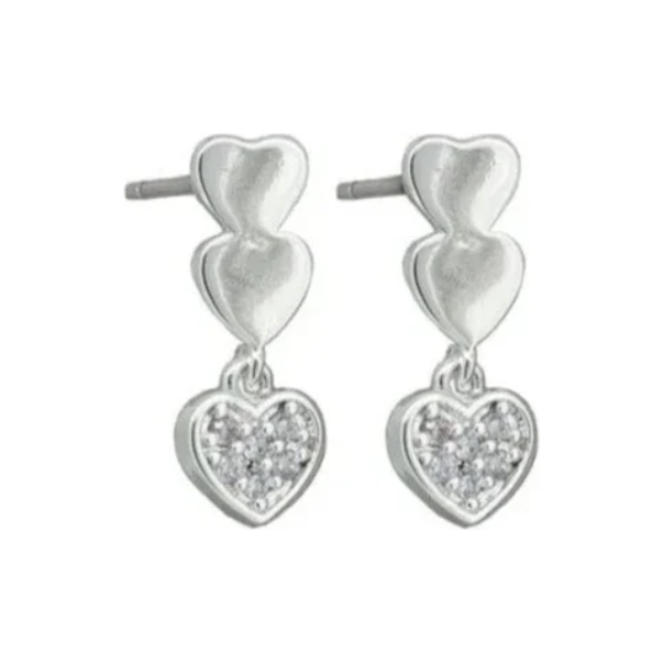 Tiger Tree Silver Triple Heart Crystal Earrings — Spoilt Gift & Homewares