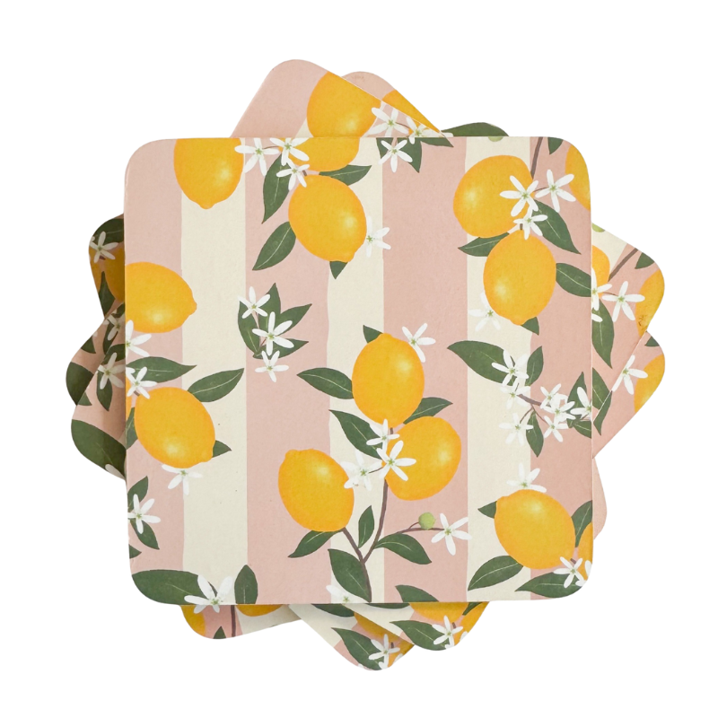 Lemon Delicious Coasters 10cm Set of 4 — Spoilt Gift & Homewares