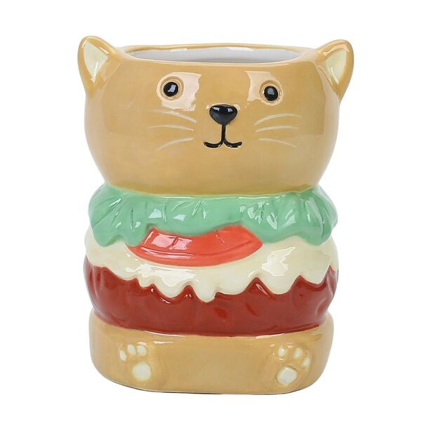 Urban Products Burger Cat Planter Pot Brown 10cm — Spoilt Gift & Homewares