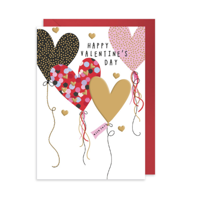 Heart Balloons Valentine Card — Spoilt Gift & Homewares