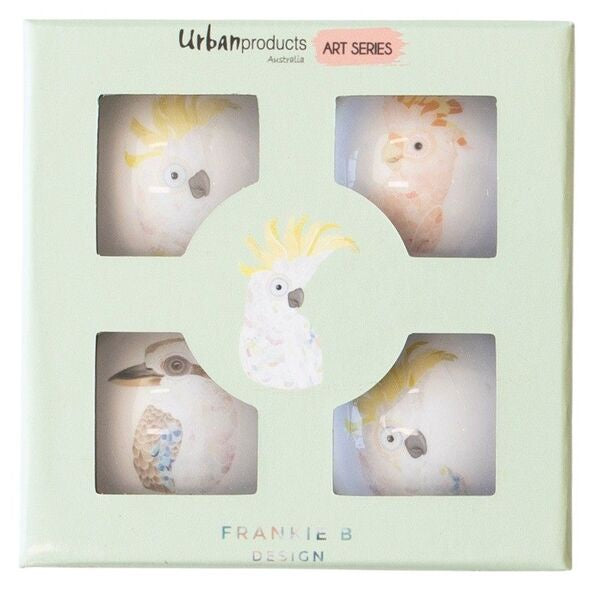 Frankie B Christmas Australian Birds Bauble Gift Box Green 6cm Set 4 ...