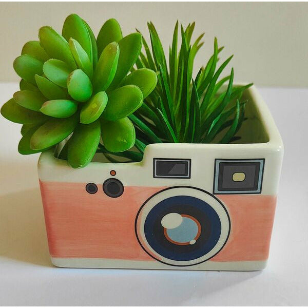 Urban Products Retro Camera Planter Pot Pink — Spoilt Gift & Homewares